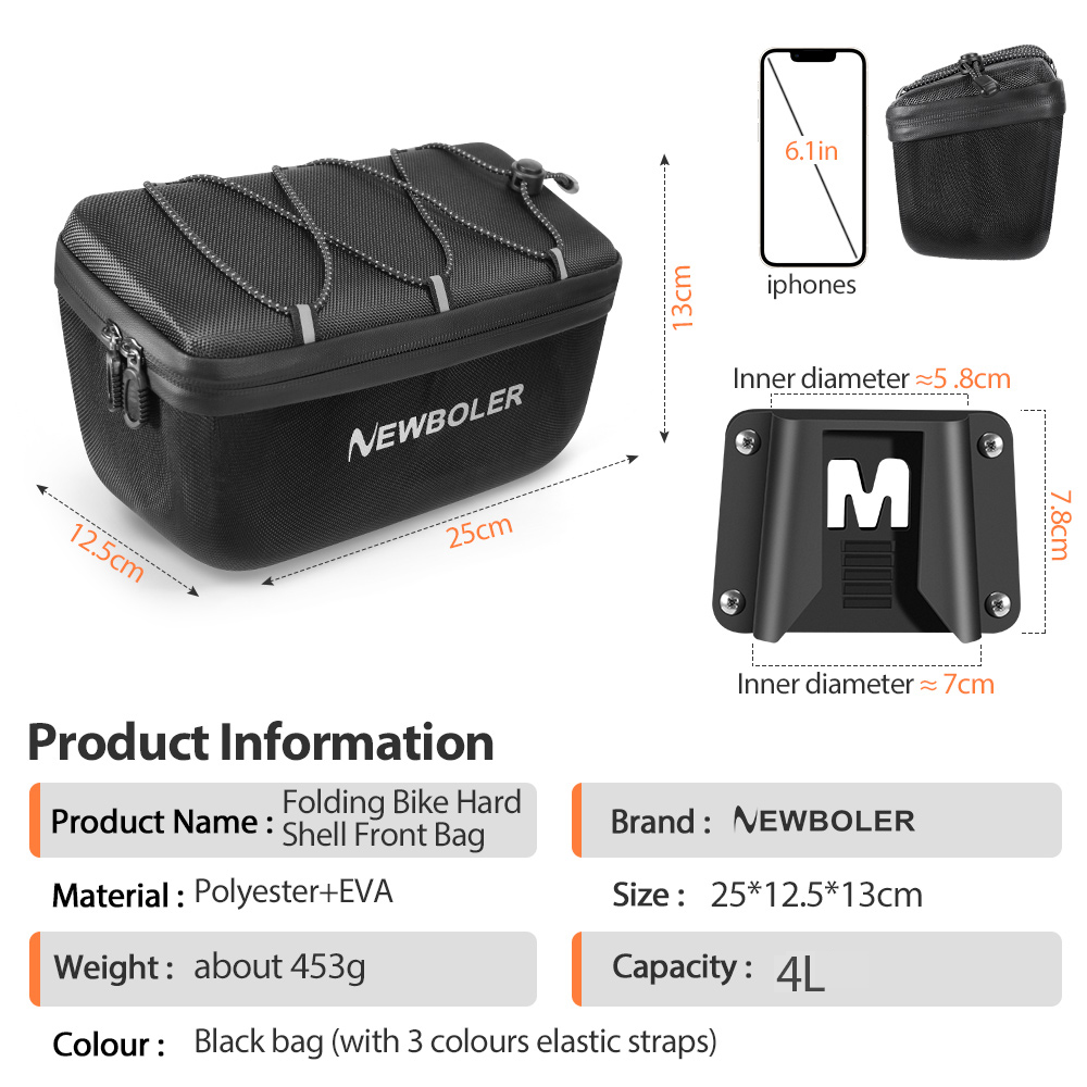 Newboler Bike Front Bag 4L Large Capactity Quick Release Bike Bag Living Waterproof Bicycle Rack ...