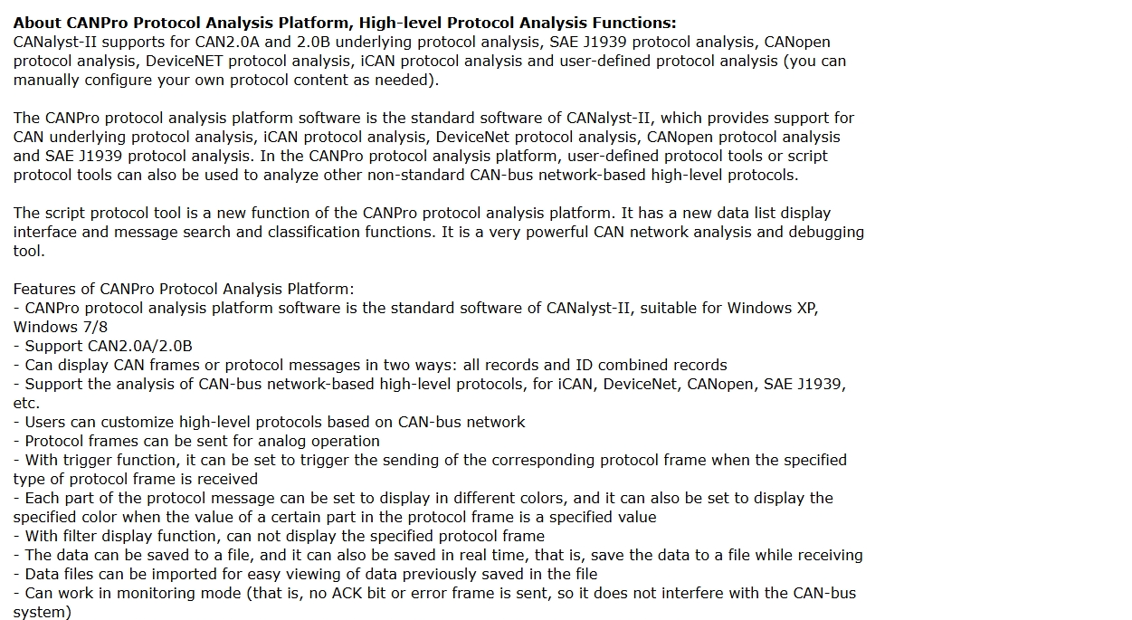 CANalyst-II CAN Analyzer Pro Version Upgraded CAN-Bus Professional Tools For CANOpen DeviceNet ...