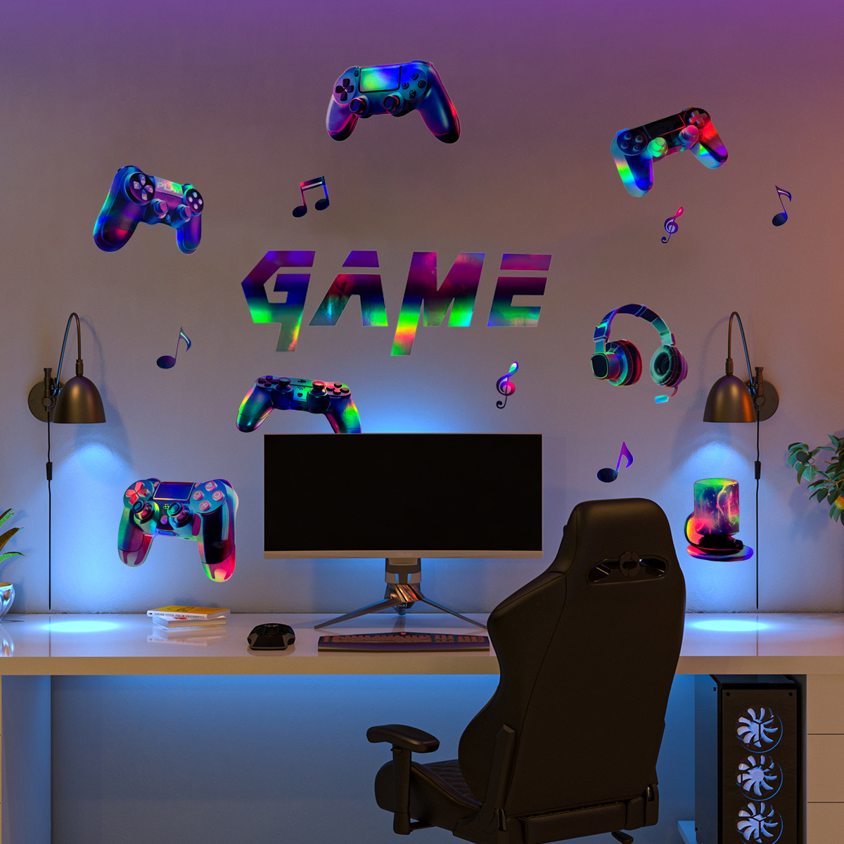 3D Game Wall Sticker, Play The Game Wall Decal for Boys Room Gamer Room ...