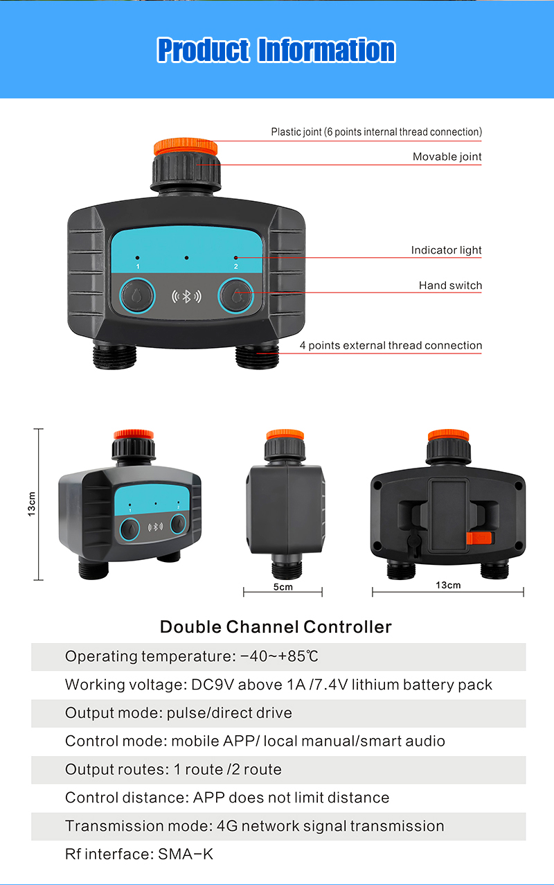 WiFi Bluetooth 2-Way Water Timer Garden irrigation Smart Solenoid Valve ...
