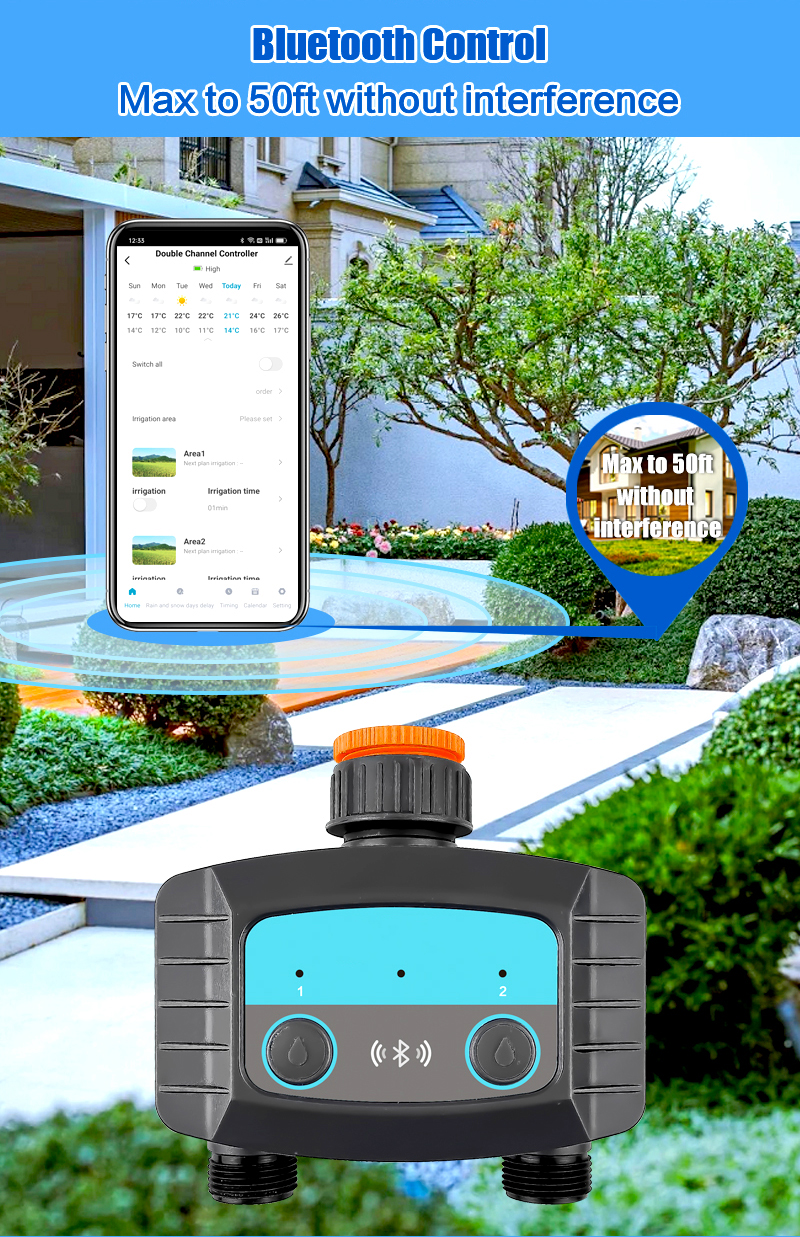 WiFi Bluetooth 2-Way Water Timer Garden irrigation Smart Solenoid Valve ...