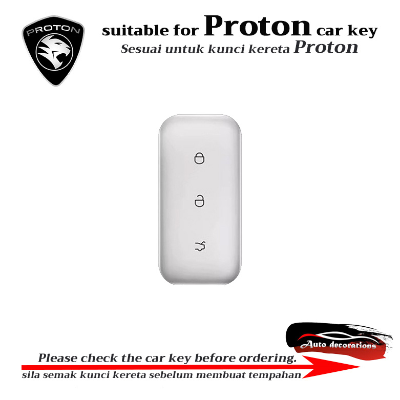 Proton car key case For Proton eMAS 7 silver edge keychain round/oval ...