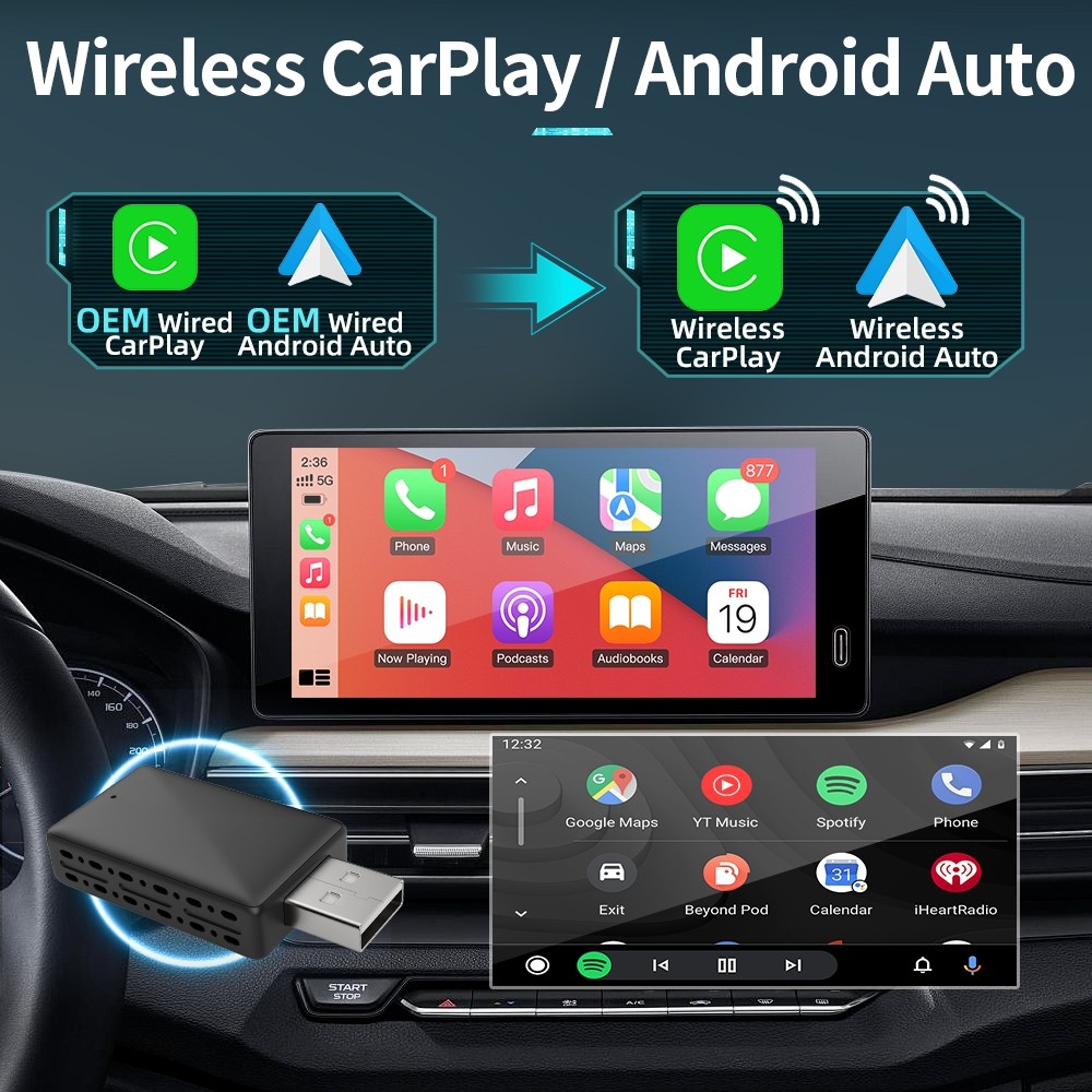 Wireless CarPlay Box Wireless Android Auto Box For Car Radio with Wired ...