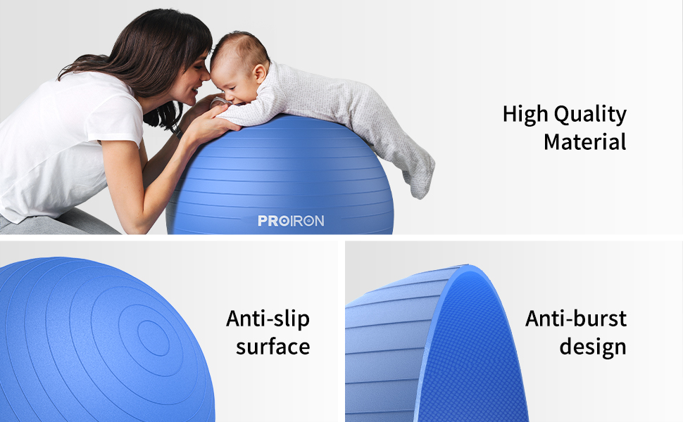 PROIRON Extra Thick Exercise Ball with Postures, Yoga Ball 55cm 65cm ...