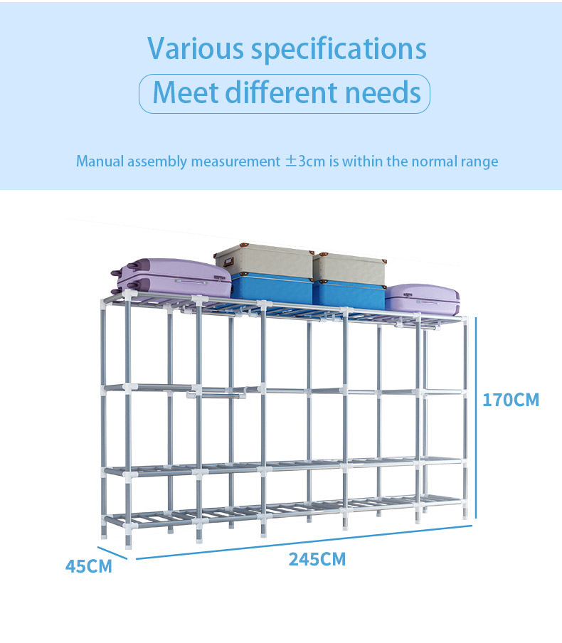 Leego 20mm Steel Pipe Wardrobe Almari pakaian Easy to Assemble Clothing ...