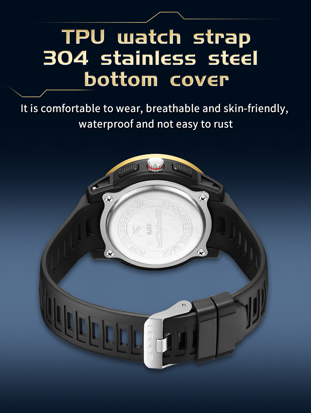 SANDA Brand 3379 New Men's Electronic Watch Dual Screen Sports Multi ...