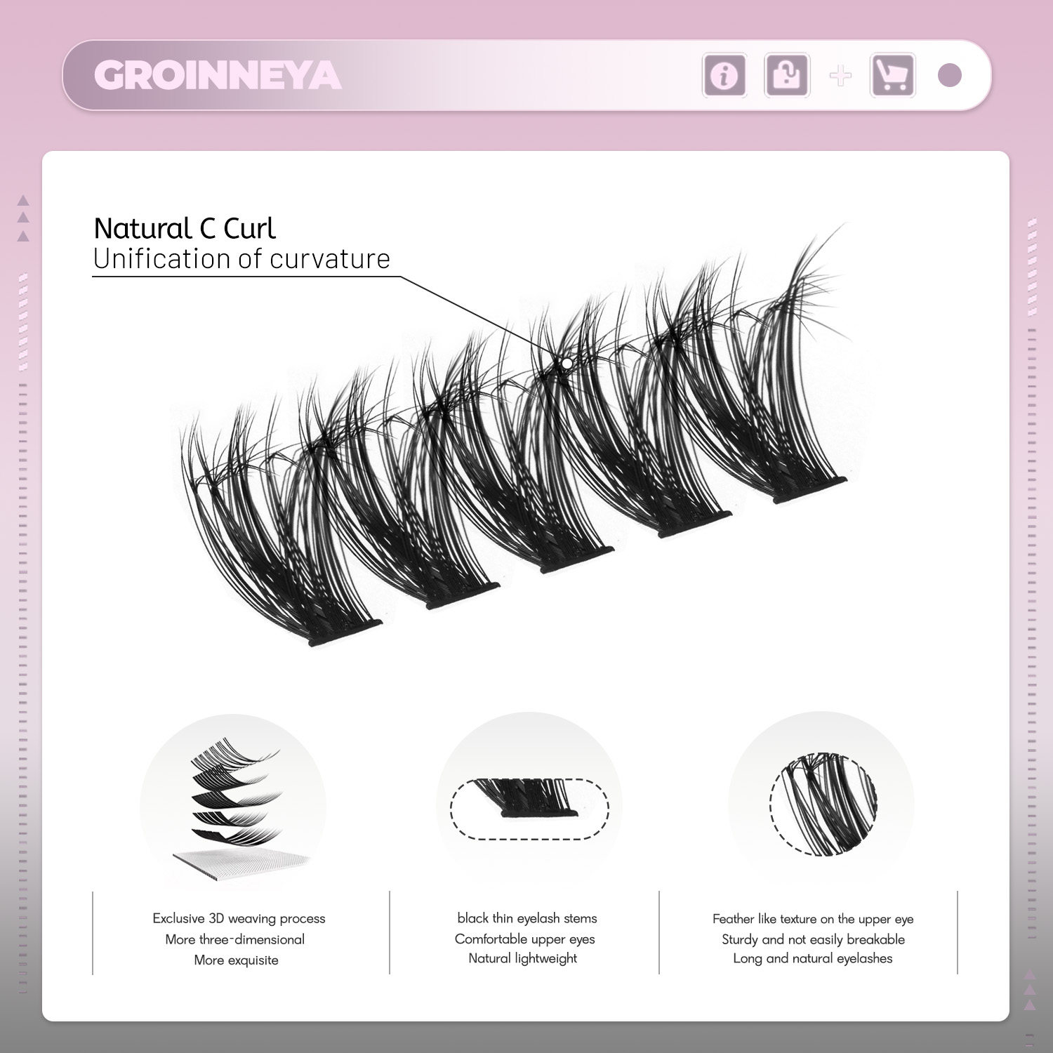 GROINNEYA DIY Cluster Extension Lashes Kit Mix 10-16MM Individual ...