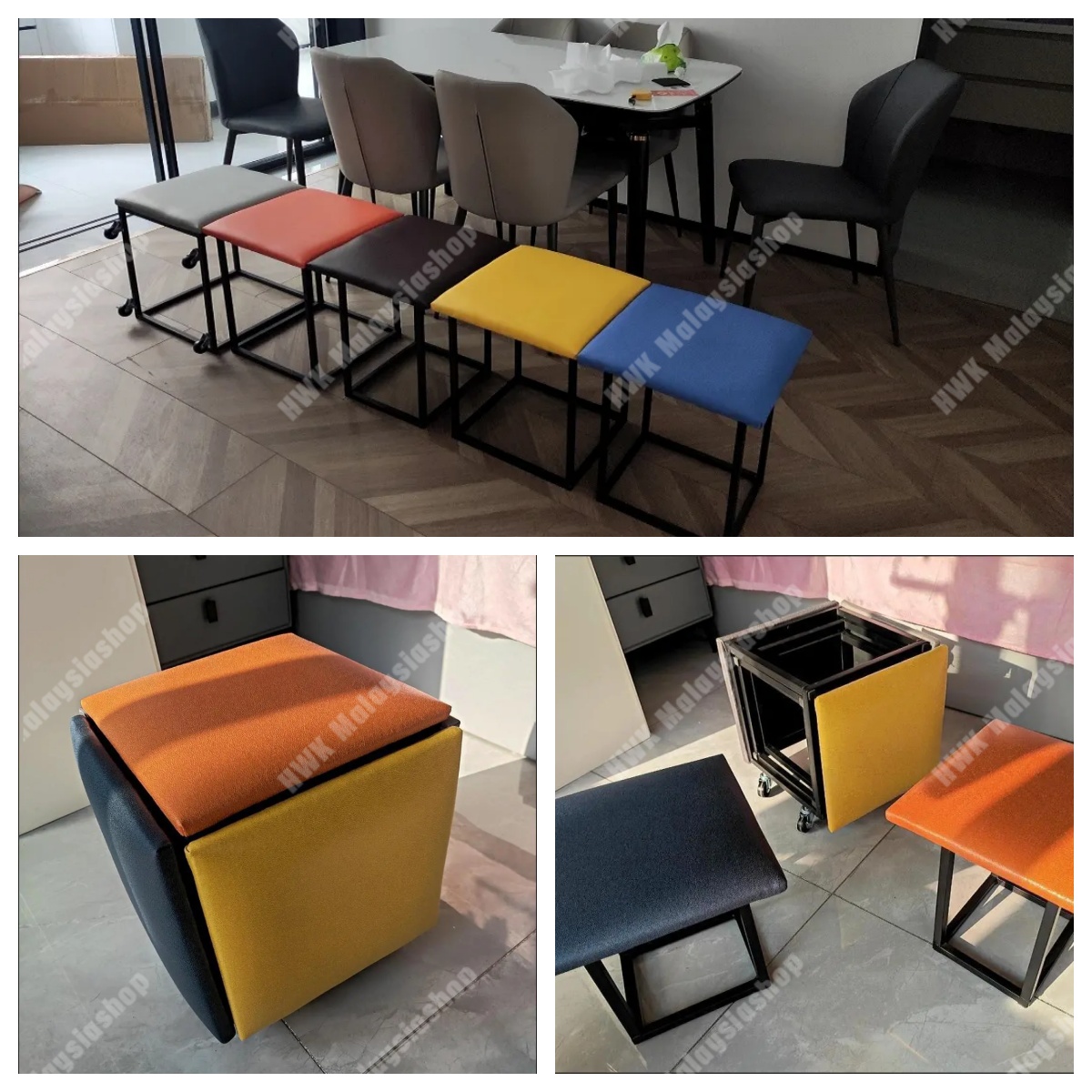 Nordic folding storage stool shoe stool multi-functional stool bench ...