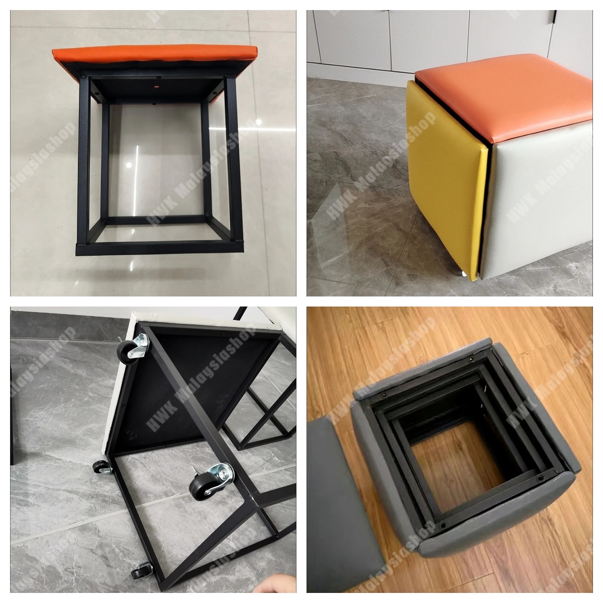 Nordic folding storage stool shoe stool multi-functional stool bench ...