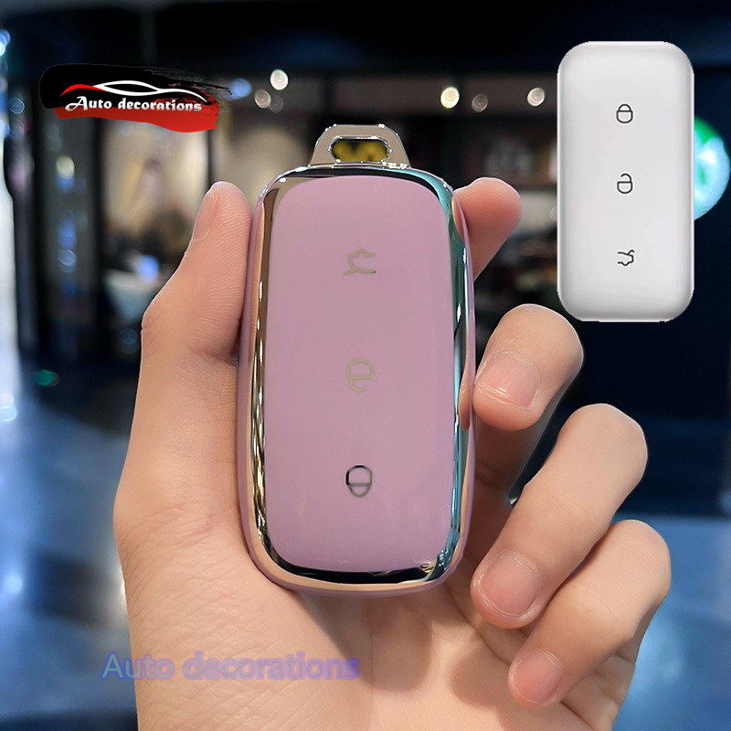 Proton car key case For Proton eMAS 7 silver edge keychain round/oval ...