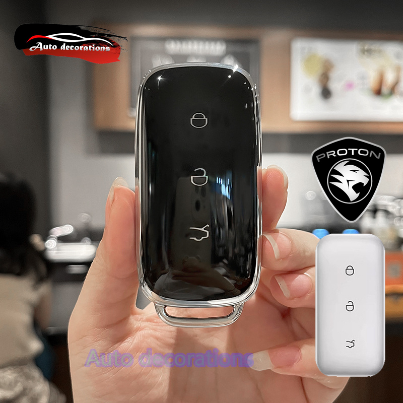 Proton car key case For Proton eMAS 7 silver edge keychain round/oval ...