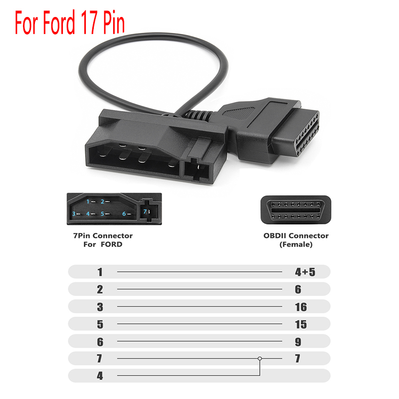 OBD1 to OBD2 Adapter for Ford Mazda Old Car Model 7 Pin 17 Pin to 16 ...