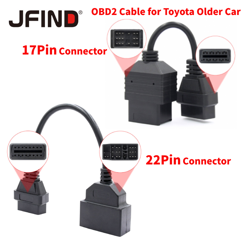 OBD to OBDII Cable for Toyota 22Pin to OBD2 16Pin Connector adapter ...