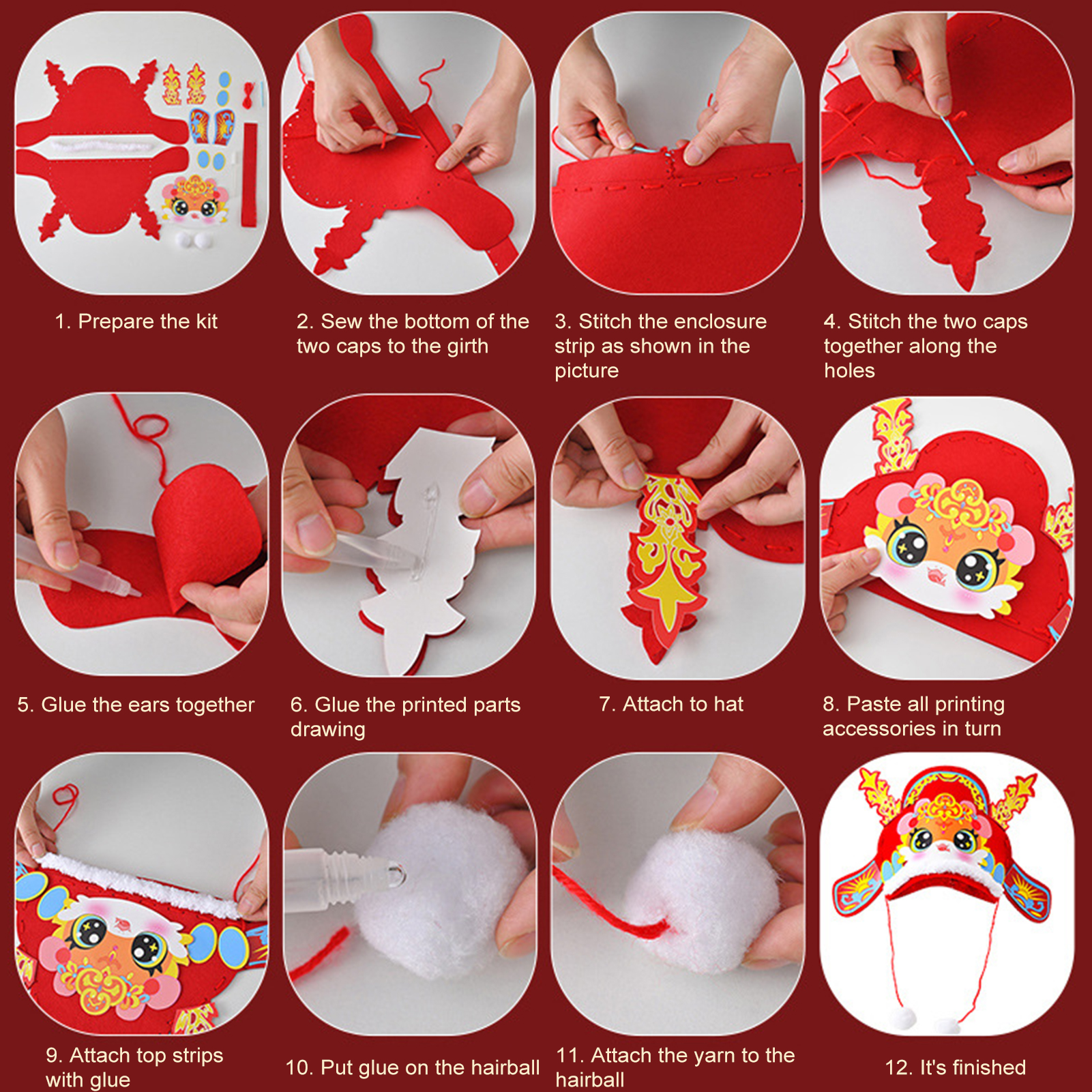 /LO/ DIY Hat Kit Chinese New Year Party Hat Cartoon Snake Head Hat ...
