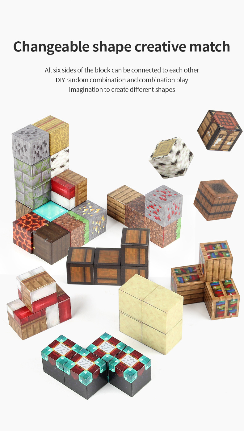 Magnetic Adsorption Cube Building Blocks Minecraft Game Merchandise ...
