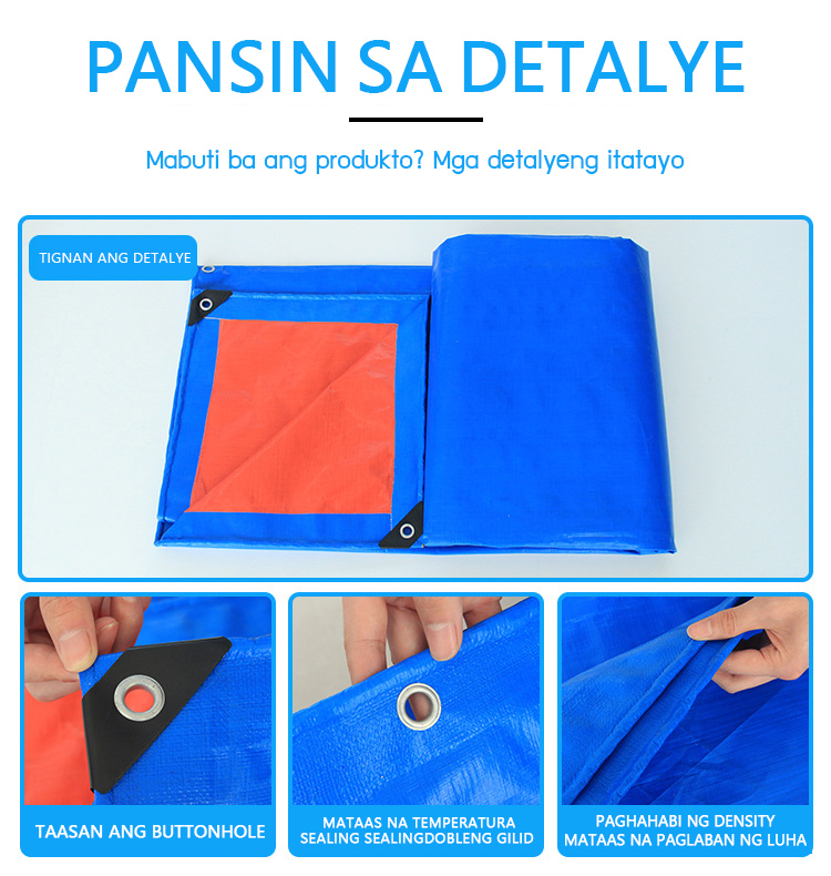 【LONGQU】6FT - 18FT Blue Orange Canvas PE Canopy Tarpaulin Sheet Water ...