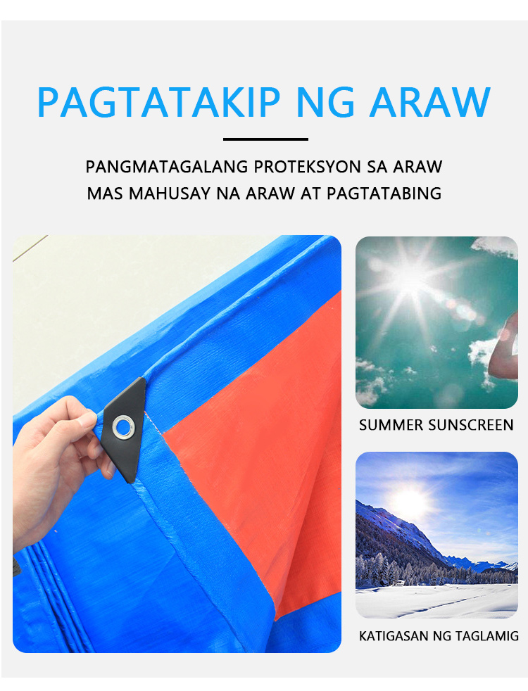 【LONGQU】6FT - 18FT Blue Orange Canvas PE Canopy Tarpaulin Sheet Water ...