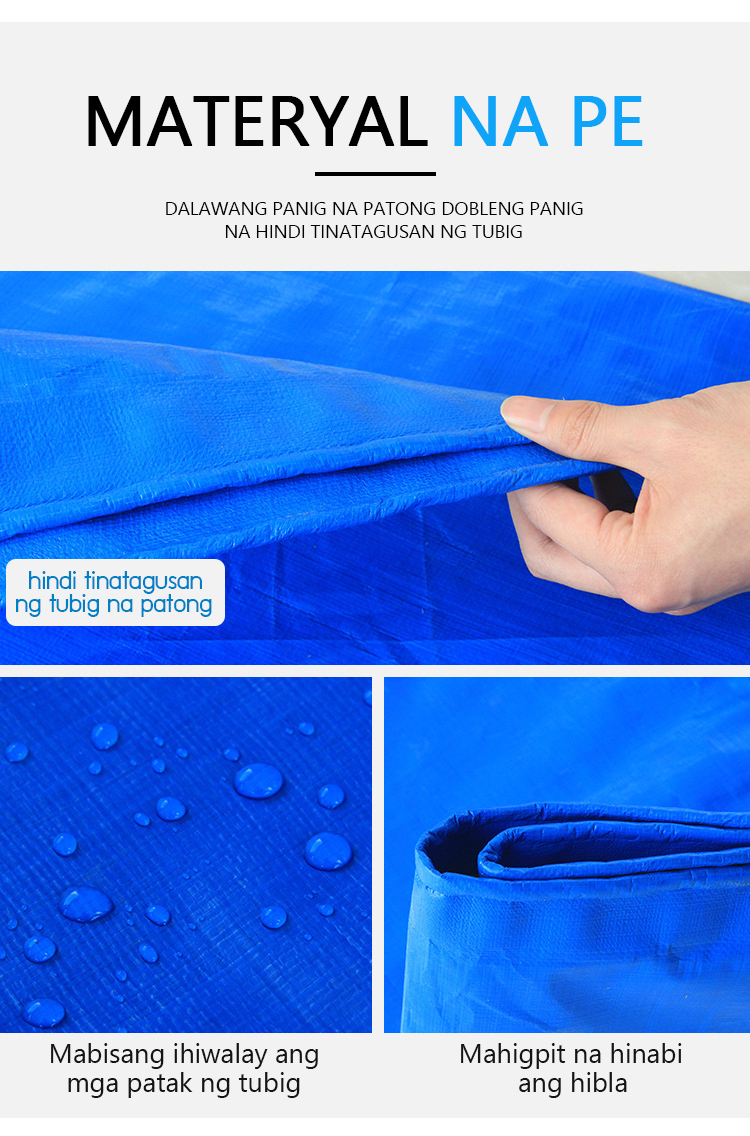 【LONGQU】6FT - 18FT Blue Orange Canvas PE Canopy Tarpaulin Sheet Water ...