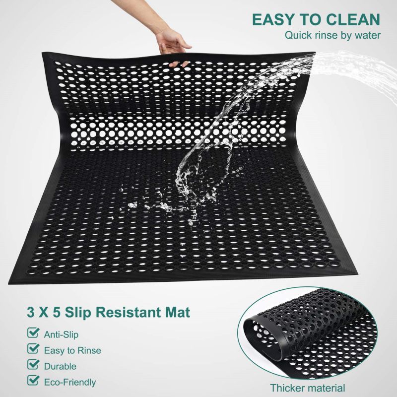 Anti - slip Anti - Grease Black Thick Rubber Bar Floor Mat 3Feet x ...