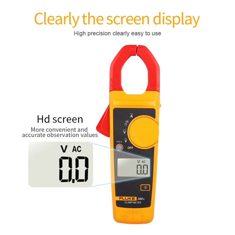 Fluke 302+ 600V 400A Digital Clamp Meter Ammeter Resistance Tester AC ...