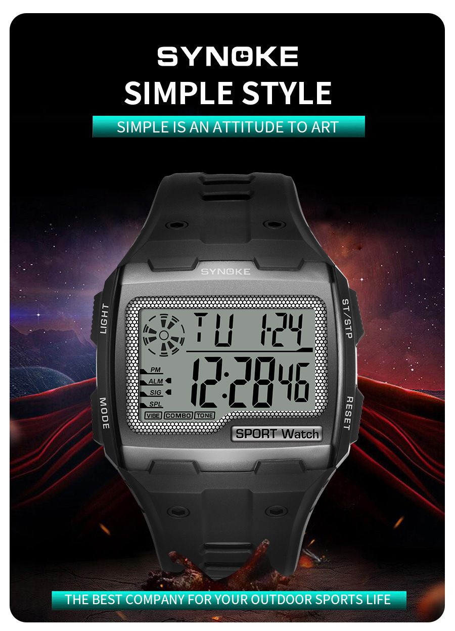 SYNOKE Mens Watches Fashion Outdoor Waterproof Sports Digital Watch ...