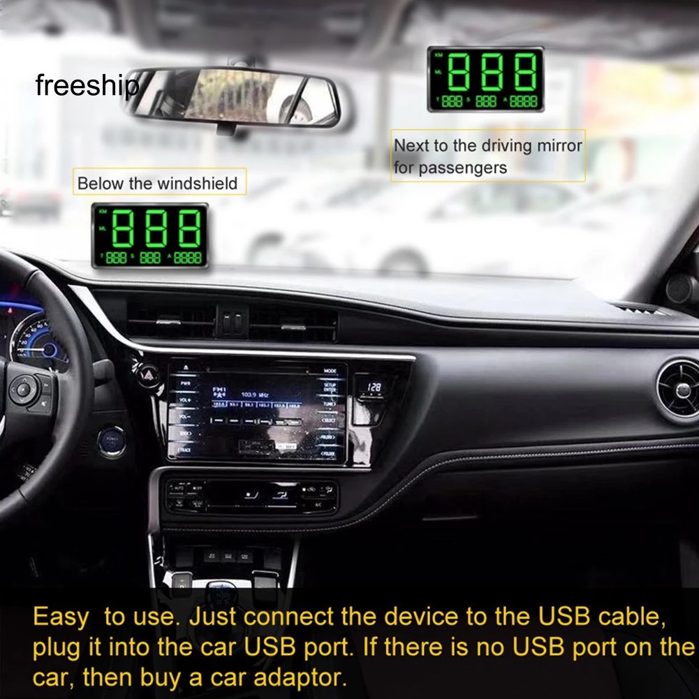 Car HUD GPS Speedometer C80 Speed Display KM/H MPH Car Bike Motorcycle ...