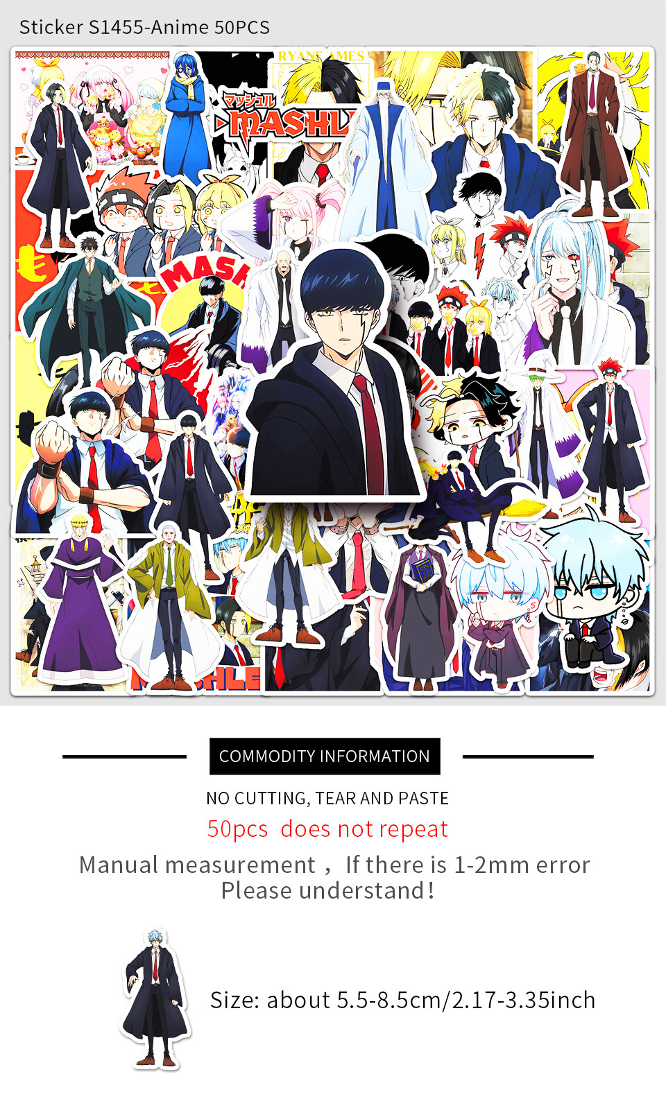 50PCS Mashle: Magic and Muscles Sticker Caricature Decal Toy Luggage ...