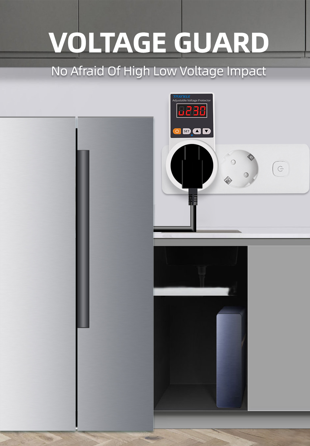 Voltage Protector Socket 220V Adjustable 16A EU UK US Plug Socket ...
