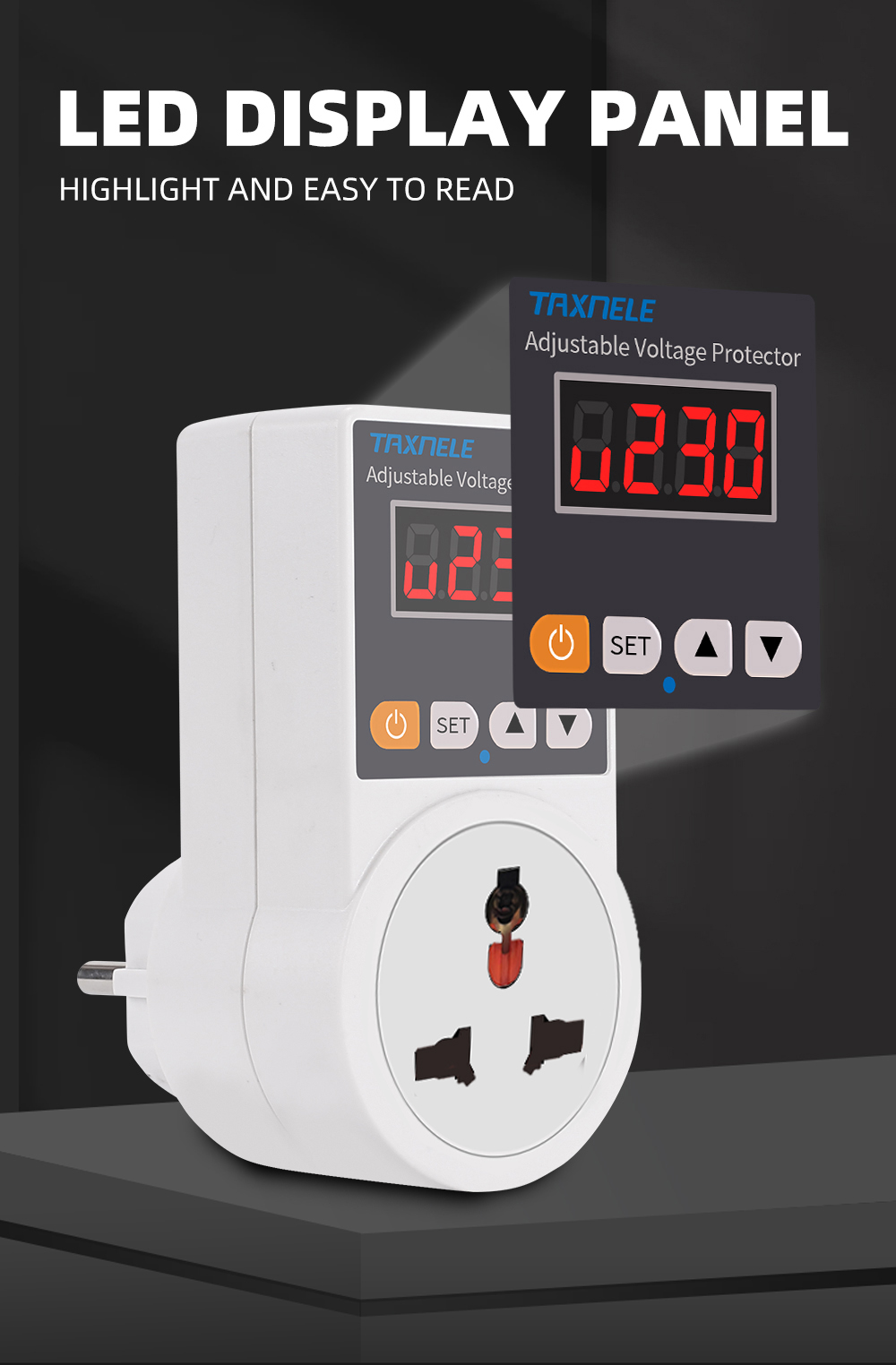 Voltage Protector Socket 220V Adjustable 16A EU UK US Plug Socket ...