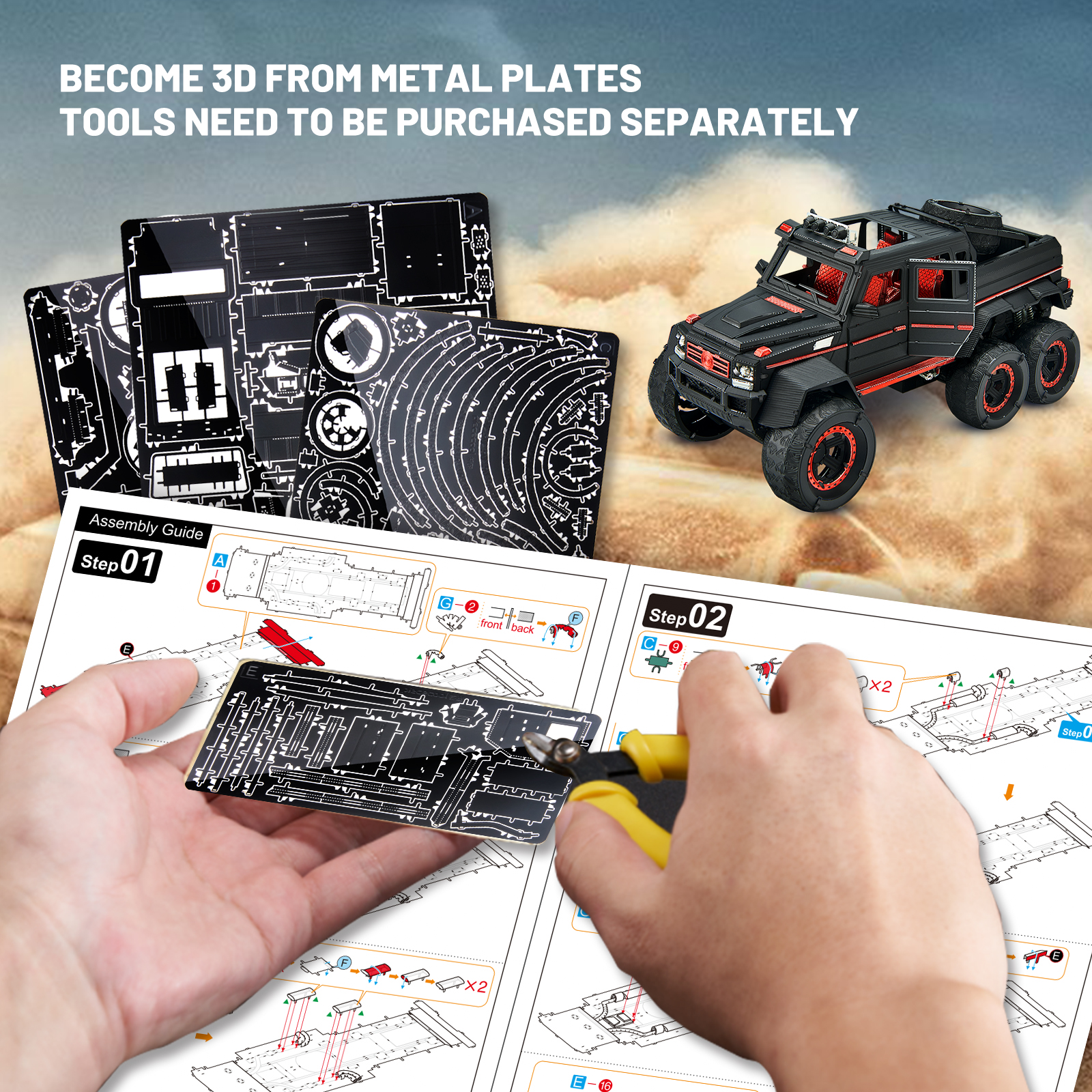 Piececool 3D Metal Model Kit for Adults, Truck G63 6x6 Model Kits ...