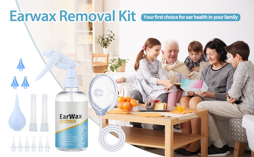 500ml Ear Wash Earwax Cleaning Tool Set for Adults Kids Spiral Ear Wax ...
