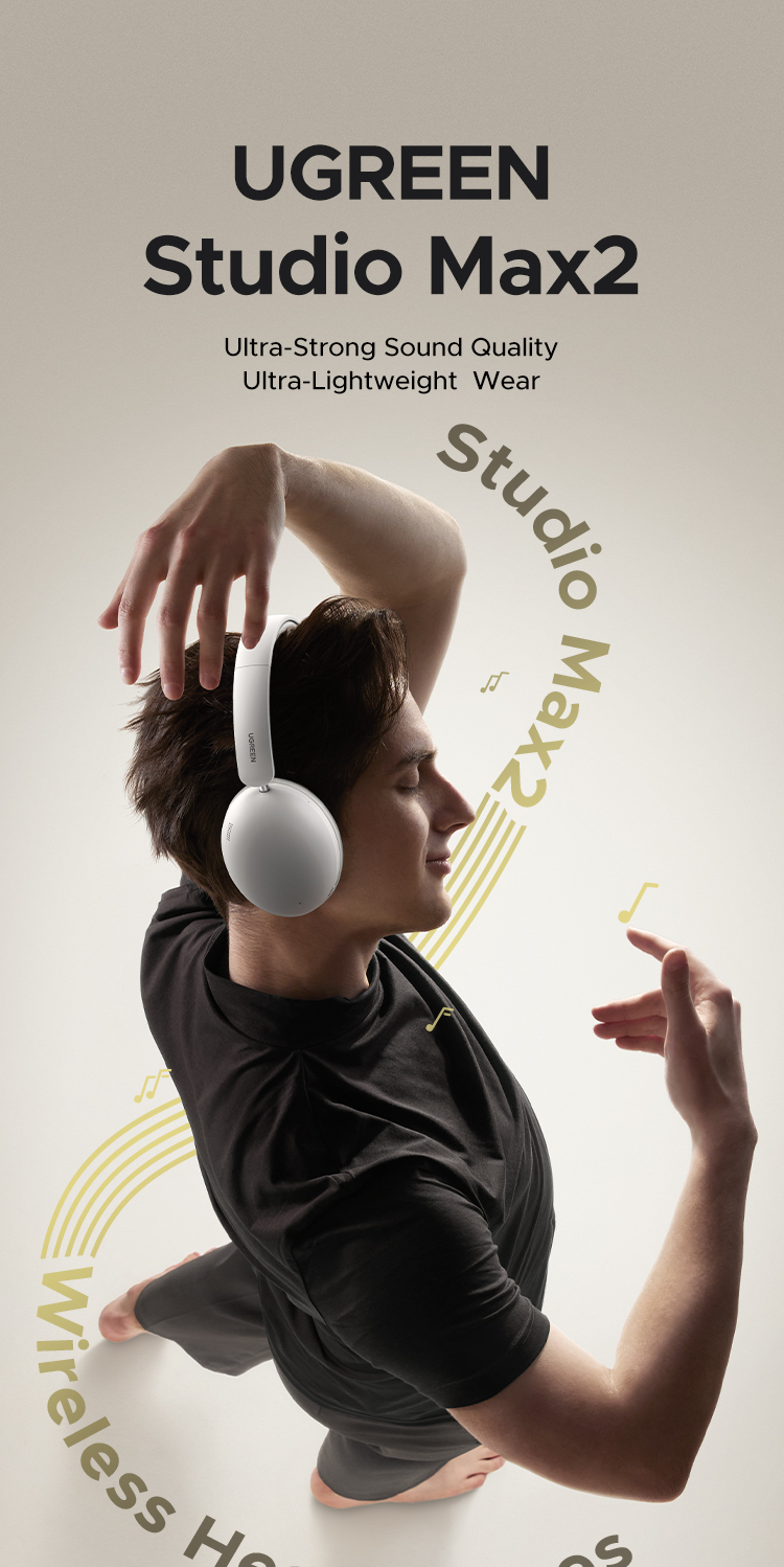 UGREEN Studio Max2 Wireless Bluetooth 5.4 Headphone Hi-Res Certified HiFi Earphone with 3D ...