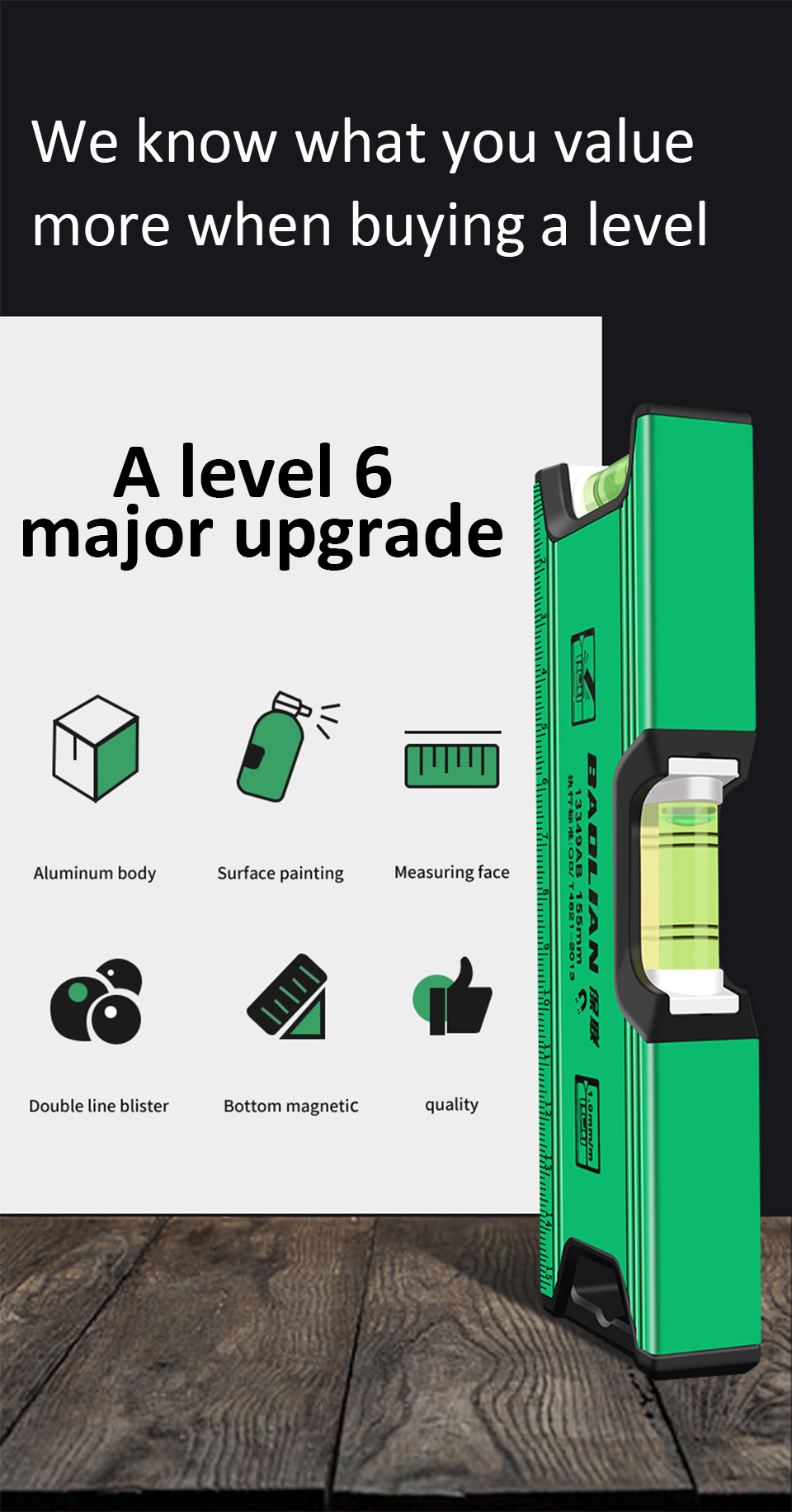 Portable Bubble Level High Precision Aluminum Construction Leveling 100 ...
