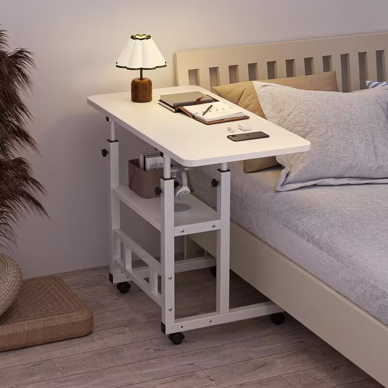 Mobile Portable Desk Adjustable Height Study Table with Storage Shelf ...
