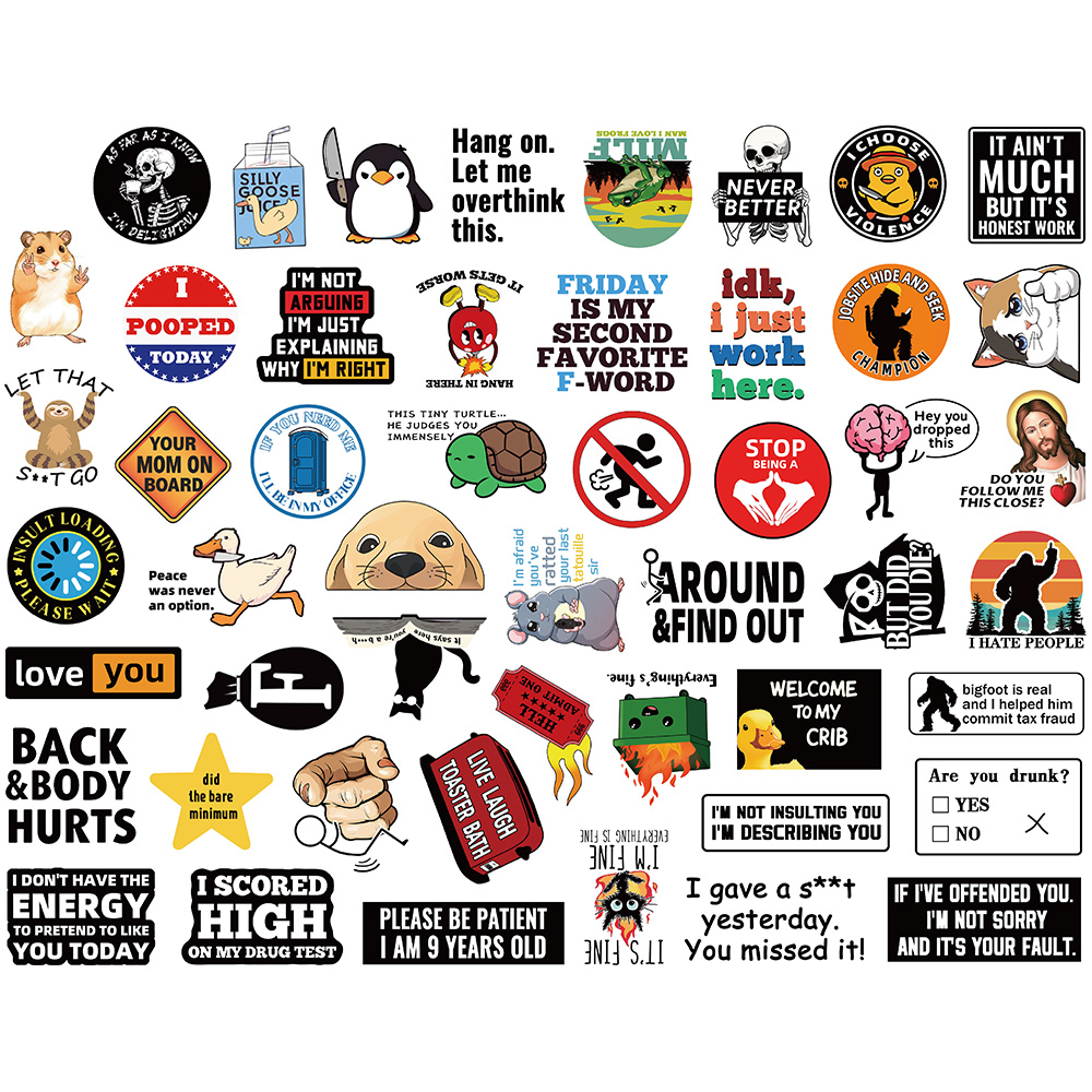 [Large Sticker]50Pcs Funny Prank Meme Stickers Graffiti Decals for ...