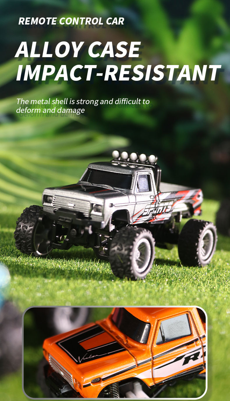 Mini RC Car,1：64 RCBig Wheel Truck Alloy Body , 24GHz Remote Control ...