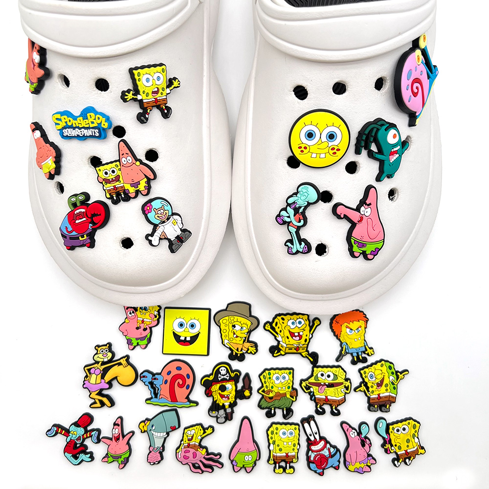 SpongeBob Shin-chan cartoon jibbit shoe Charms Sandals Pendant Button ...