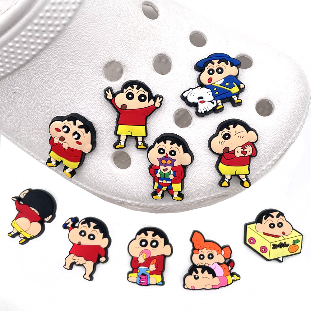 SpongeBob Shin-chan cartoon jibbit shoe Charms Sandals Pendant Button ...