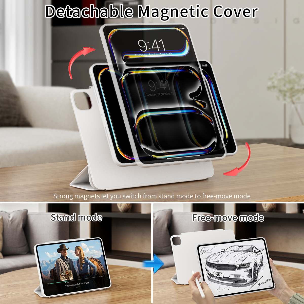 kenke ipad case Multifunctional magnetic shell detachable tablet case ...