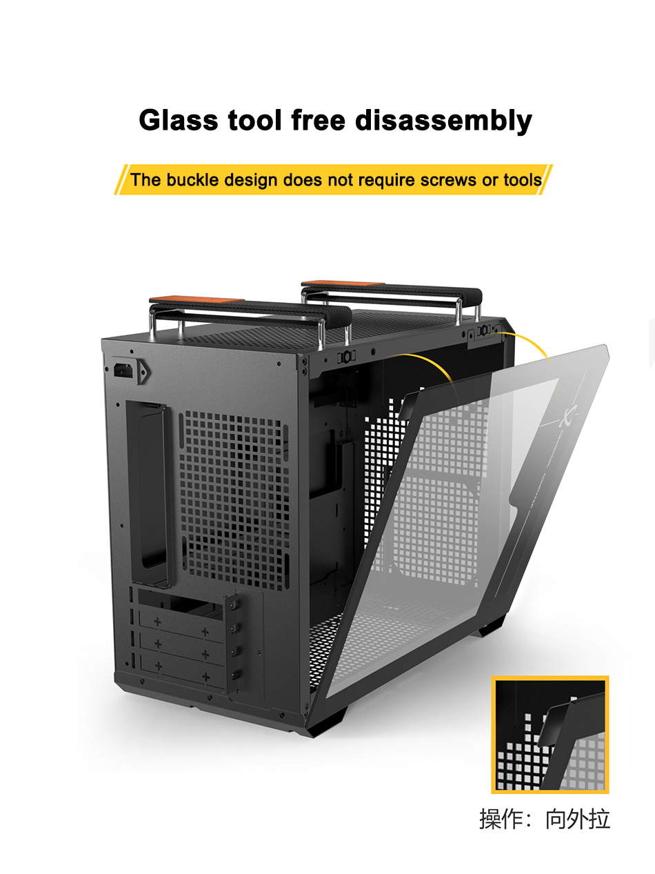 Power Train X300 MINI-ITX Handheld Computer Case Glass Side Transparent ...