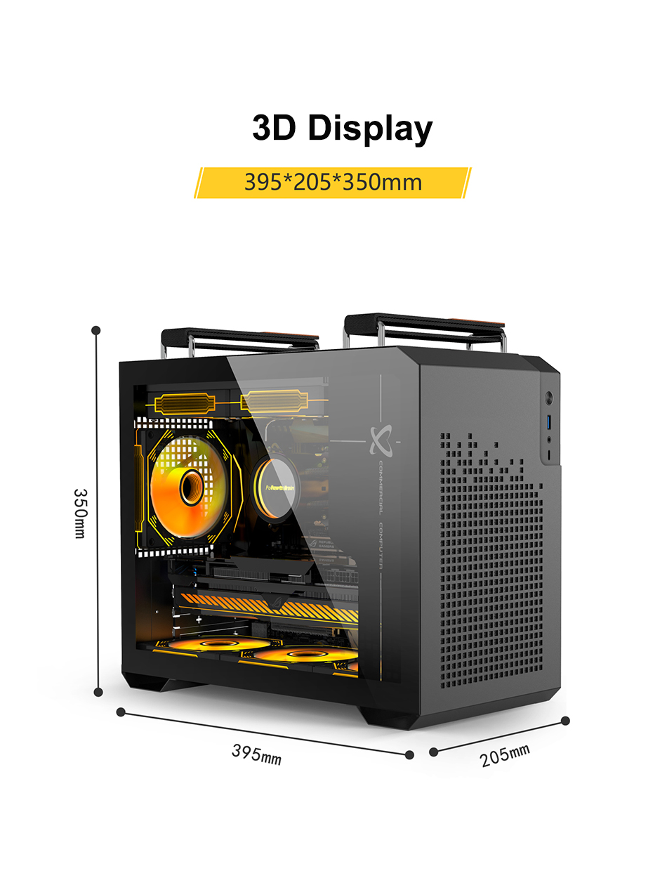 Power Train X300 MINI-ITX Handheld Computer Case Glass Side Transparent ...