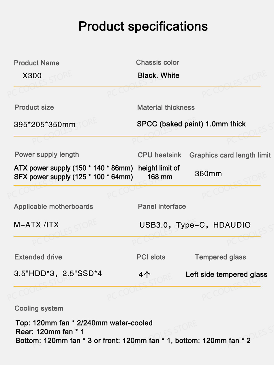 Power Train X300 MINI-ITX Handheld Computer Case Glass Side Transparent ...