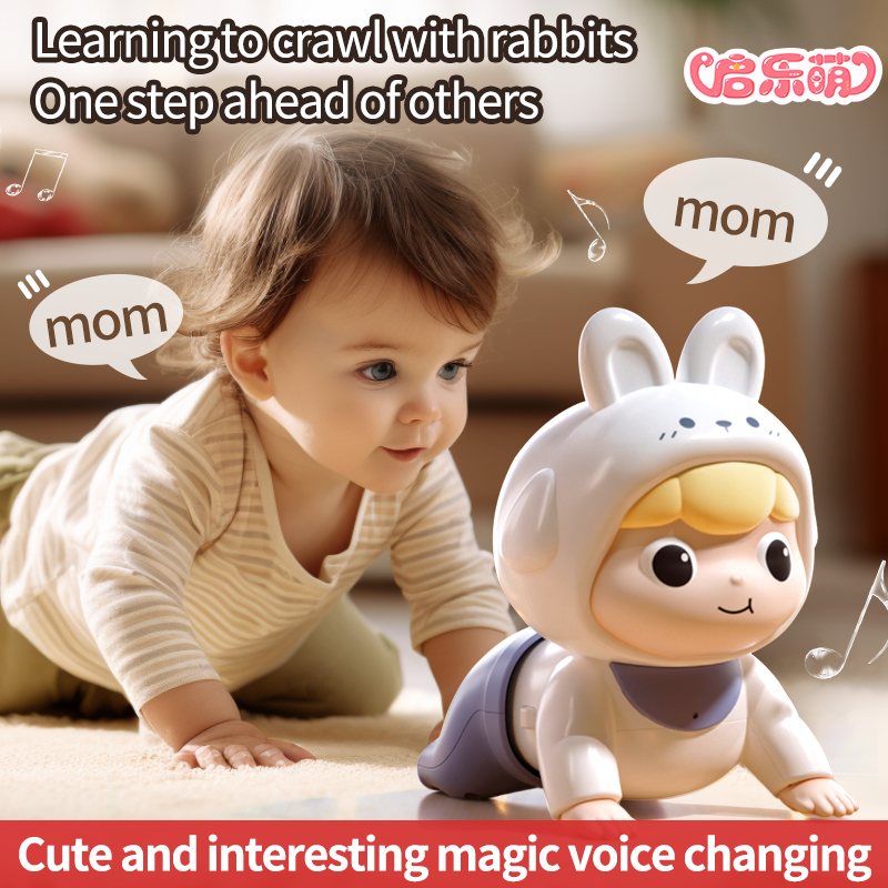 [Qilemeng] Baby Crawling Toy Newborn Crawl Doll Remote Control Infants ...