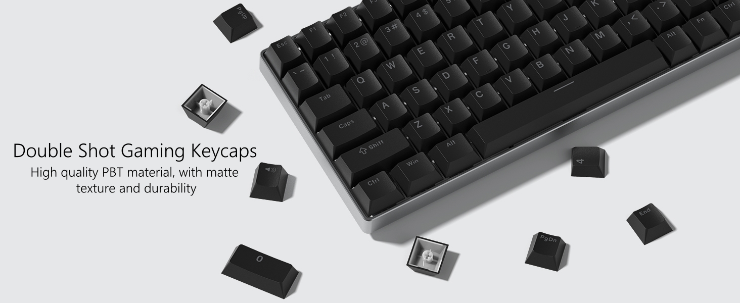 Womier 124 Keys Double Shot Shine Through PBT Keycaps Pure Black Custom ...