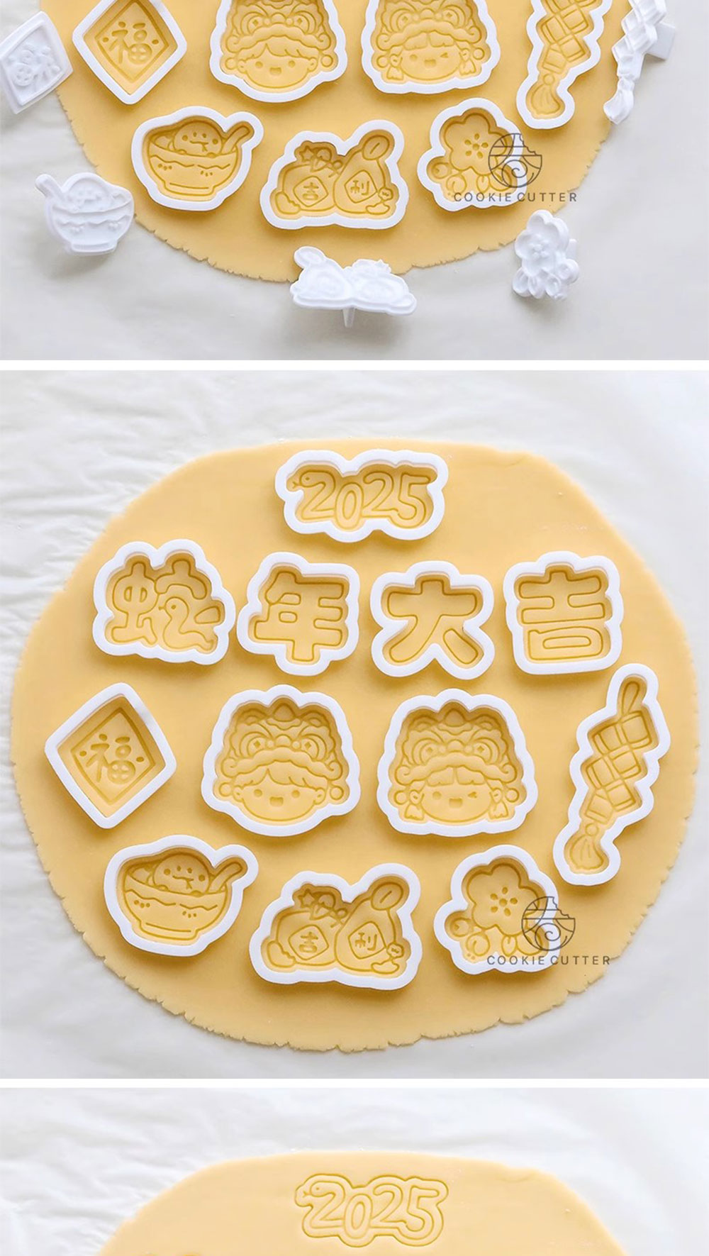 2025 Chinese Snake Year Cookie Cutter Mold Lucky Blessing Biscuit Stamp ...