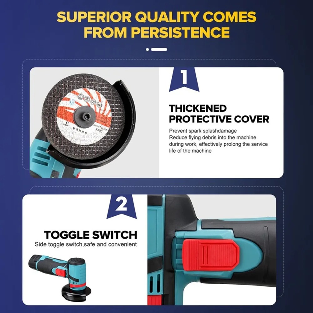 18V 800W Cordless Mini Portable Angle Grinder Mesin Gerinda Tangan ...