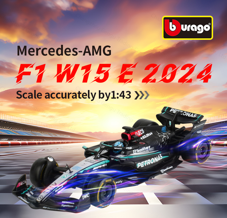 Bburago 1:43 Mercedes AMG 2024 W15 E Performance Static Simulation Diecast Alloy Model F1 Racing ...