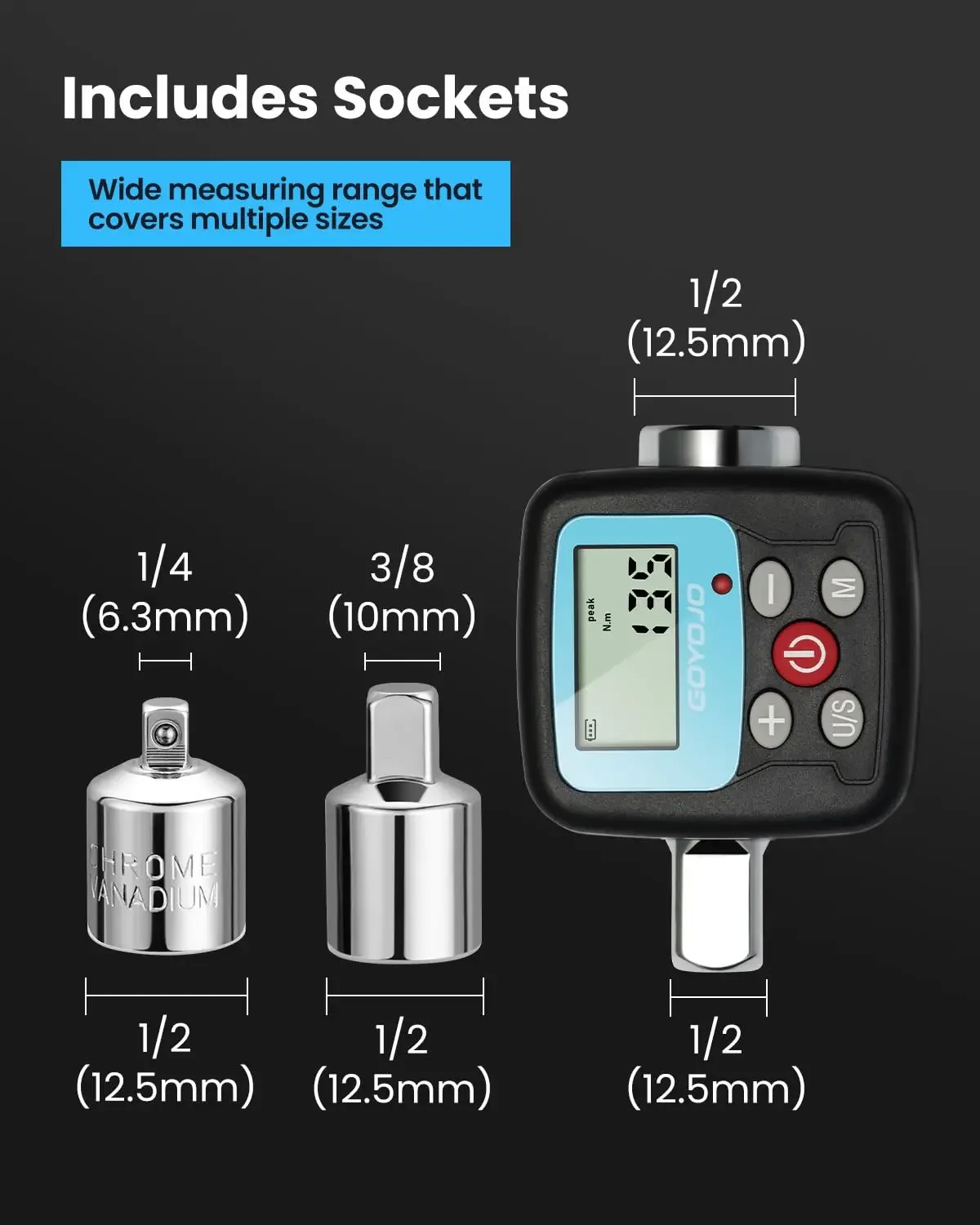 GOYOJO Digital Torque Wrench Adapter - Precision Electronic Torque Tool ...