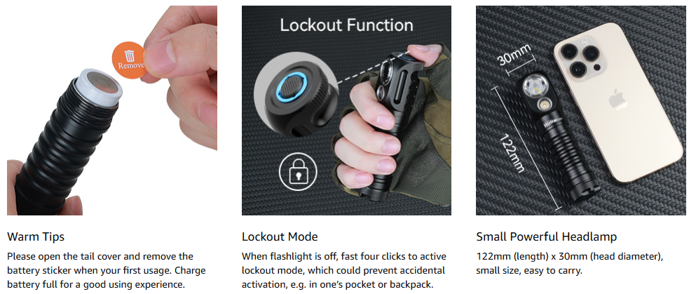 Wurkkos HD20 3 modes 2000lm spotlight+Floodlight Temperature control ...