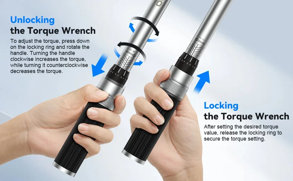 GOYOJO 3/8” Torque Wrench 5-60N.m Square Drive Torques Key 1/4” Pro ...